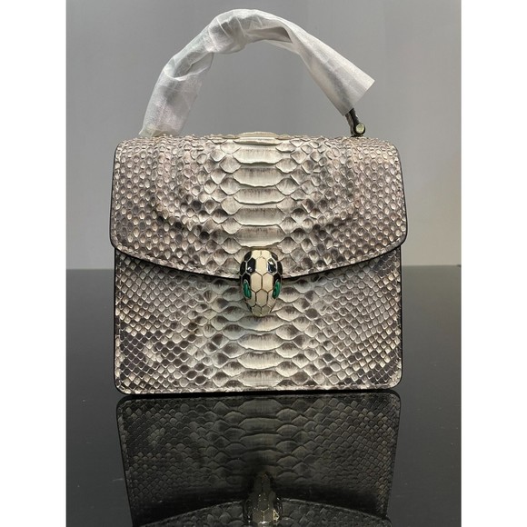 Unbrand | Bags | Exotic Python Leather Handbag Tote 0 Real Snake Skin ...